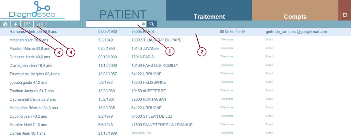 Tutoriel : saisie de la fiche patient sur Diagnosteo